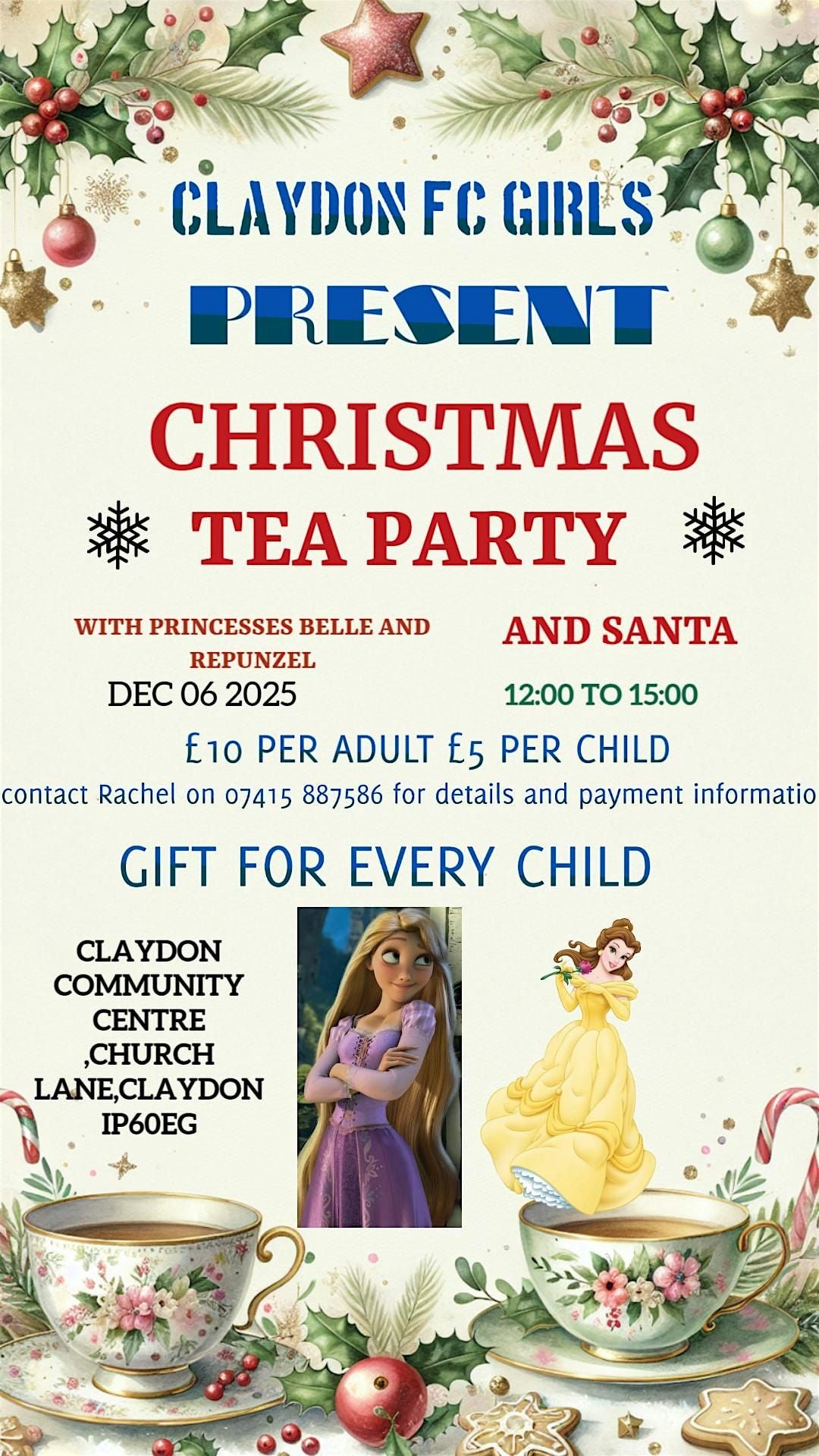 Christmas Tea party with Princesses and Santa, Claydon Community Centre ...