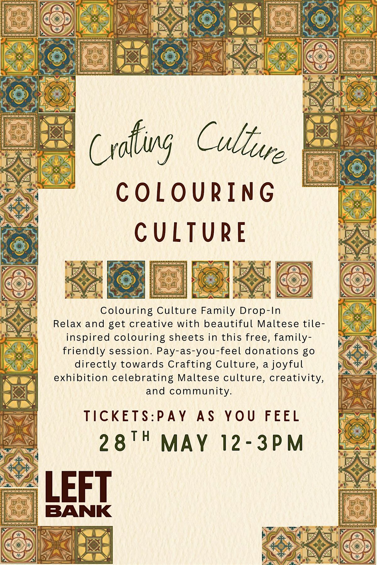 Colouring culture: Family friendly drop in workshop, inspired by Malta ...