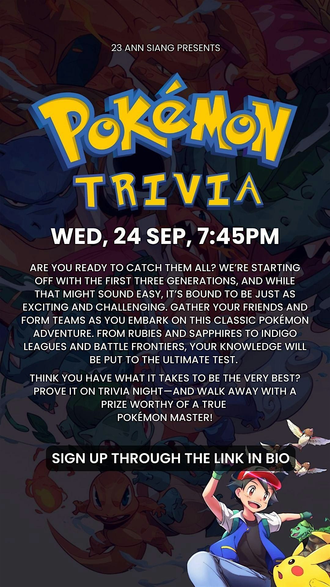 POKEMON TRIVIA, 23 Ann Siang Rd, Singapore, 24 September 2025 | AllEvents