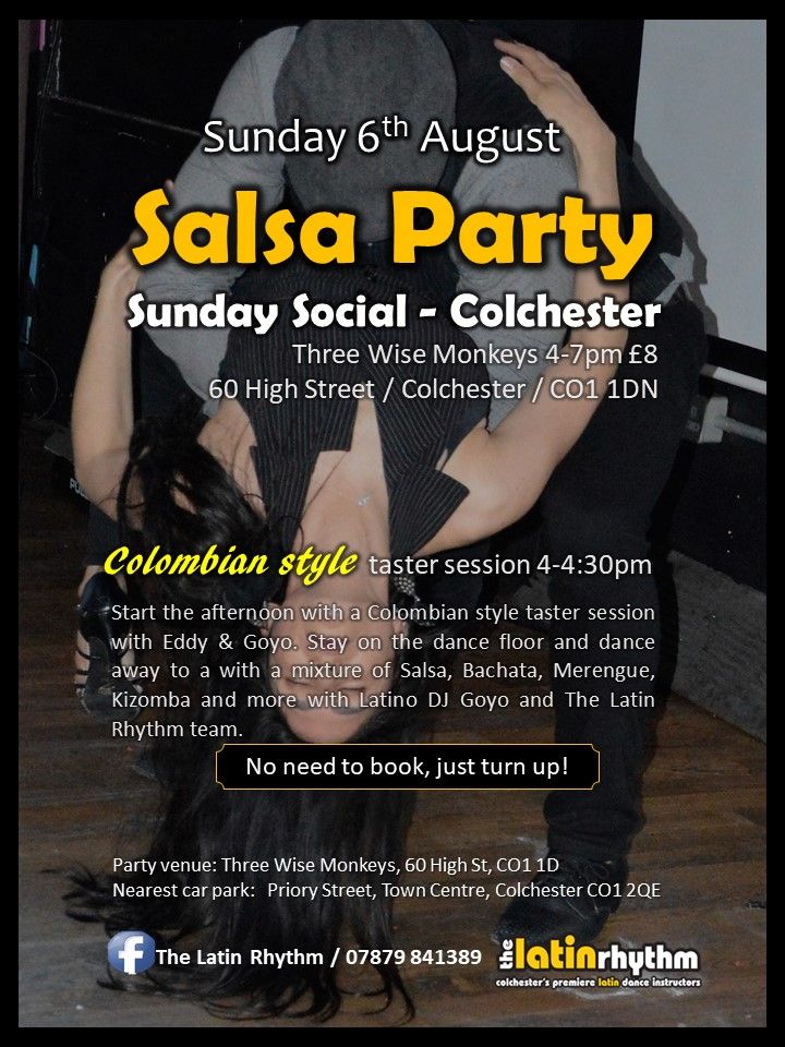 Sunday Social-Salsa Party , Three Wise Monkeys - Colchester, August 6 ...