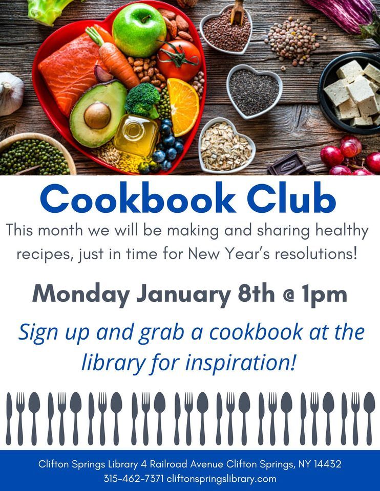 Cookbook Club, Clifton Springs Library, January 8 2024 | AllEvents.in