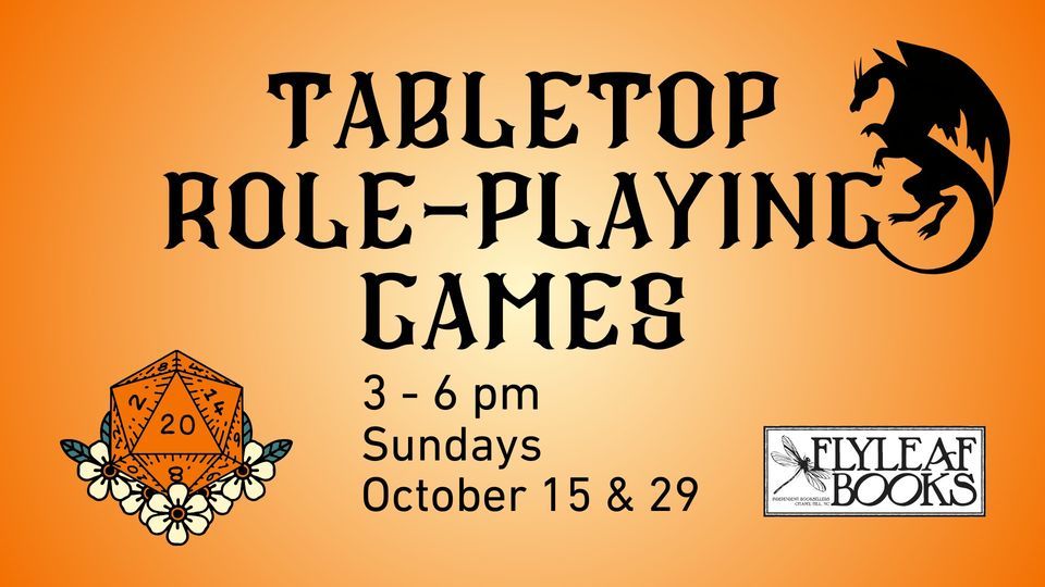 Tabletop Role-Playing Game Club - October Meeting #1, Flyleaf Books, Chapel Hill, 15 October ...