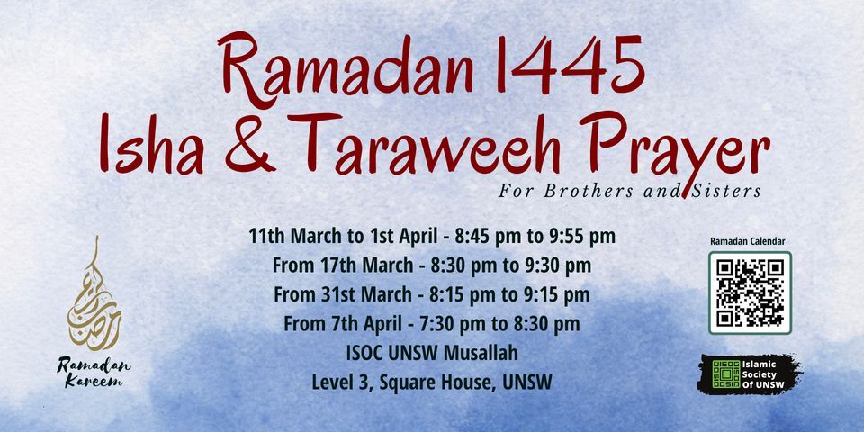 Isha and Taraweeh Prayer at ISOC, Square House, Kensington NSW 2052 ...