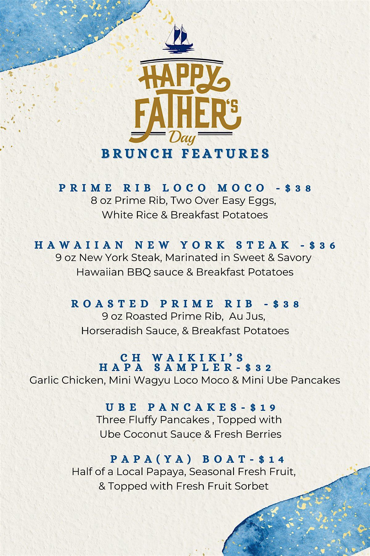 Happy Father’s Day Brunch Features, Chart House Waikiki, Honolulu, 21 ...