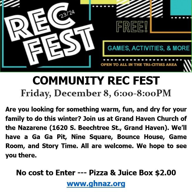 December Rec Fest, Grand Haven Church of the Nazarene, 8 December 2023 ...