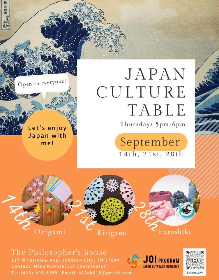 Japan Culture Table: Kirigami, The Philosopher's House, Johnson City ...