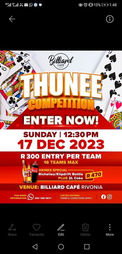 16 Team Thunee Event @ Billiard Cafe, Billiard Cafe, Randburg, December ...