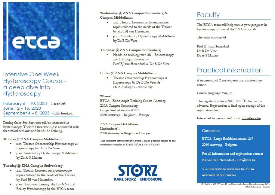 The ETCA Intensive One Week Hysteroscopy Course - a deep dive into ...