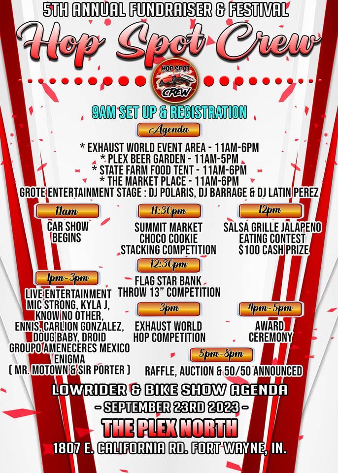 5th Annual Hop Spot Crew Fundraiser, The Plex, Fort Wayne, 23 September ...