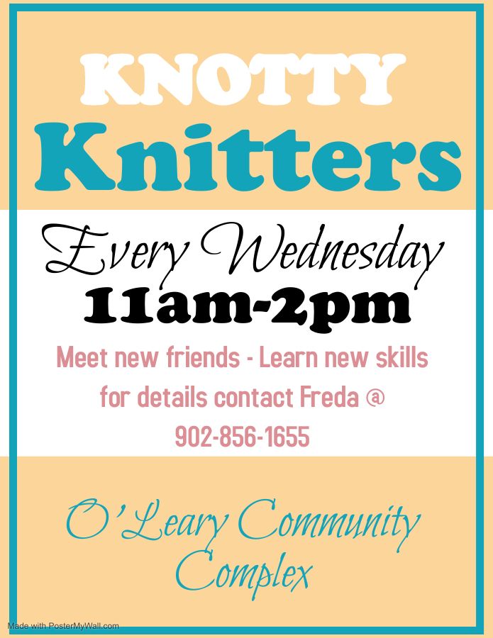 Knotty Knitters club, 18 Community Street O'Leary, PE, Canada, Prince ...