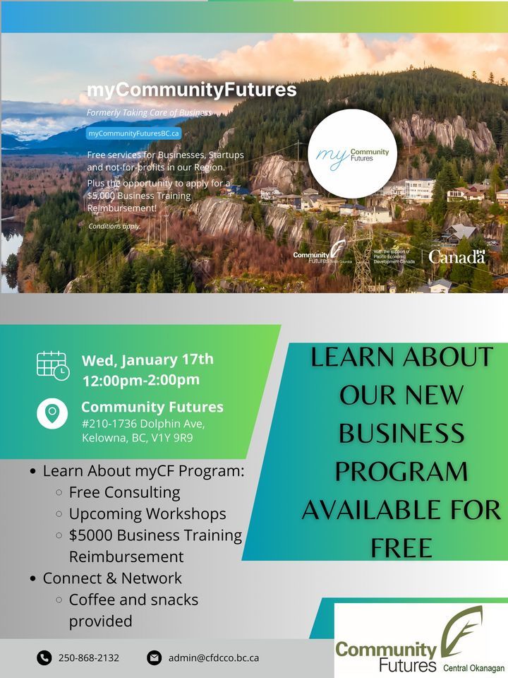 New Program Announcement with Meet & Greet Social , Community Futures ... New Program Announcement with Meet & Greet Social , Community Futures ...