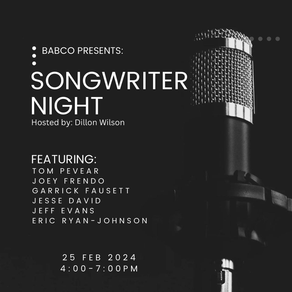 Songwriter Night at BABCO, Broken Arrow Brewing Company, February 25 ...