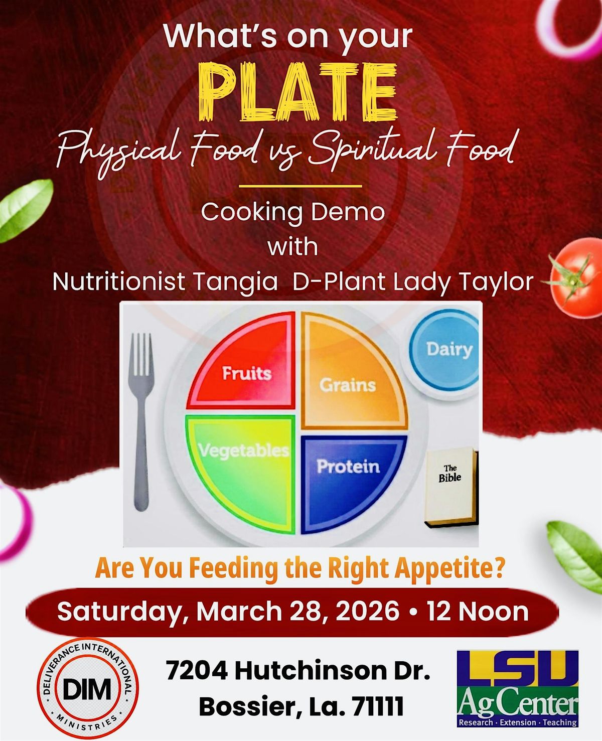 WHATS ON YOUR PLATE ?, 7204 Hutchison Dr, Bossier City, 28 March 2026 ...