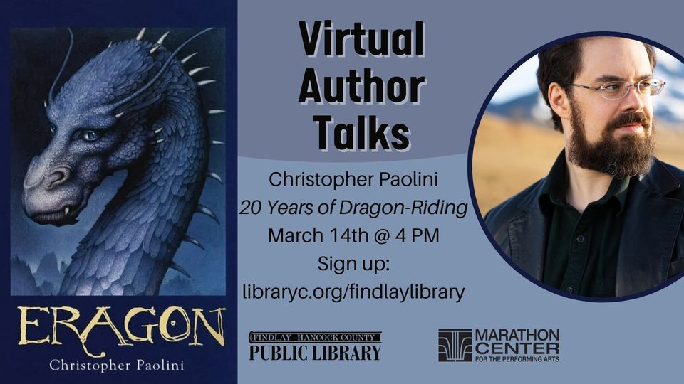 Virtual Author Talks: Christopher Paolini, Online event, Findlay, Ohio ...