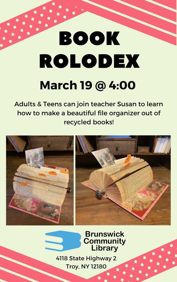 Book Rolodex Craft Class w/ Susan!, Brunswick Community Library, Troy ...