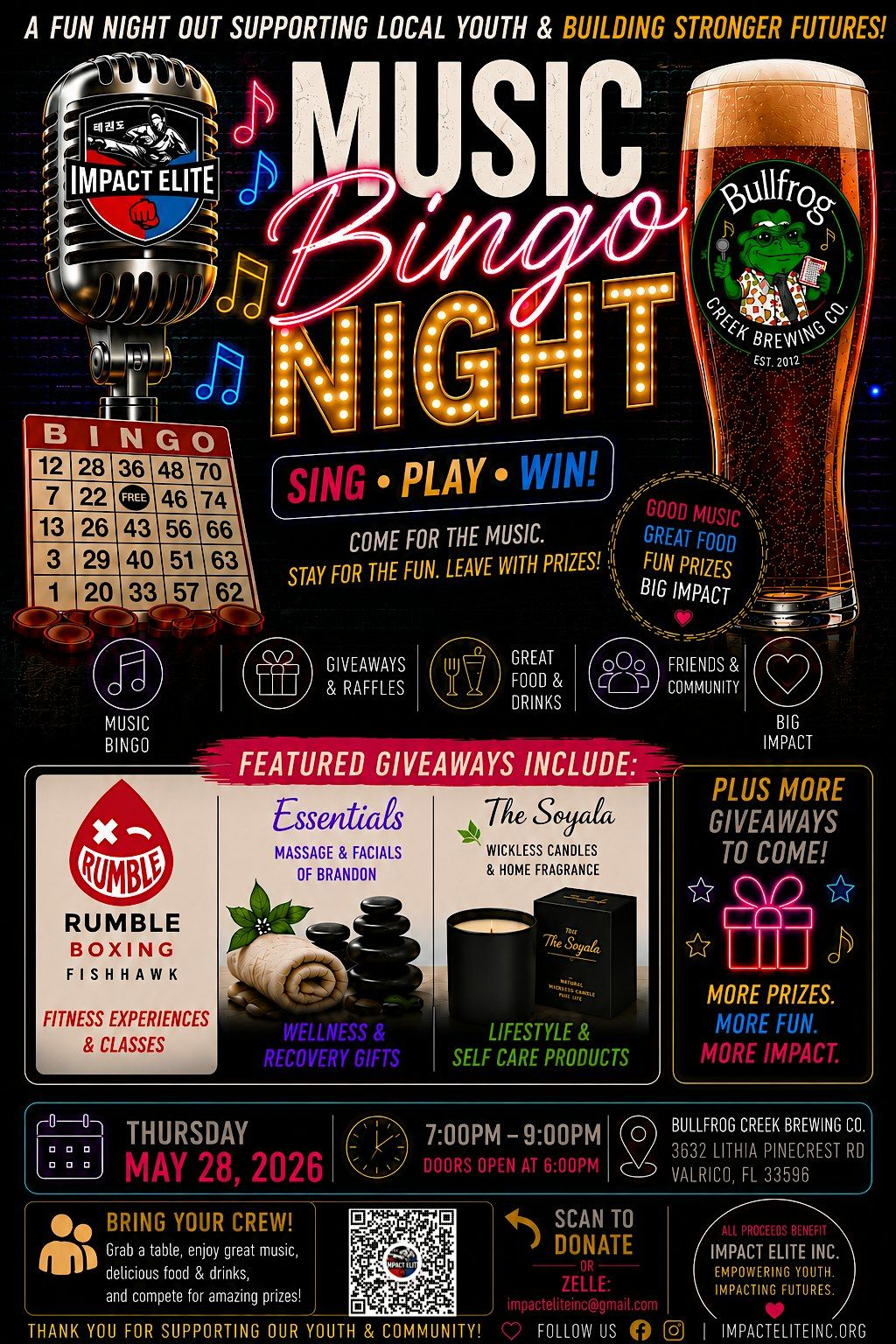Impact Bingo Night, Bullfrog Creek Brewing Co., Valrico, 28 May 2026 ...