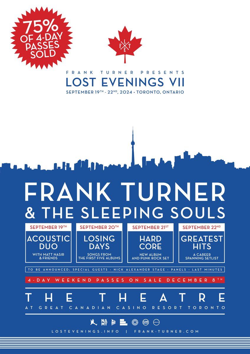 Frank Turner - 4 Day Pass, The Theatre at Great Canadian Casino Resort ...
