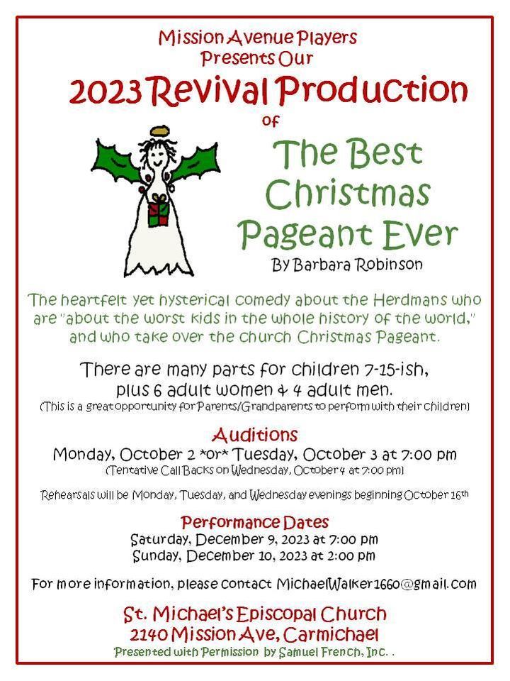 Best Christmas Pageant Ever auditions, St. Michael's Episcopal Church ...