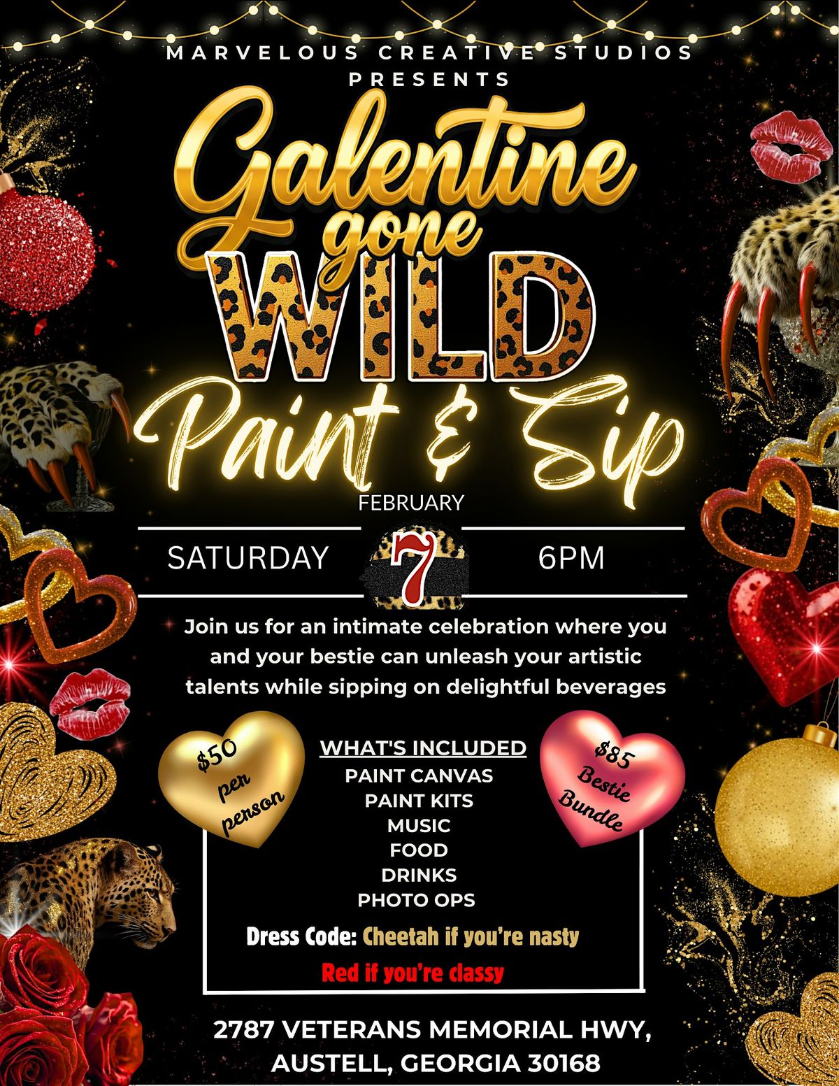 Galentines Paint & Sip, Marvelous Creative Studios, Austell, 7 February ...