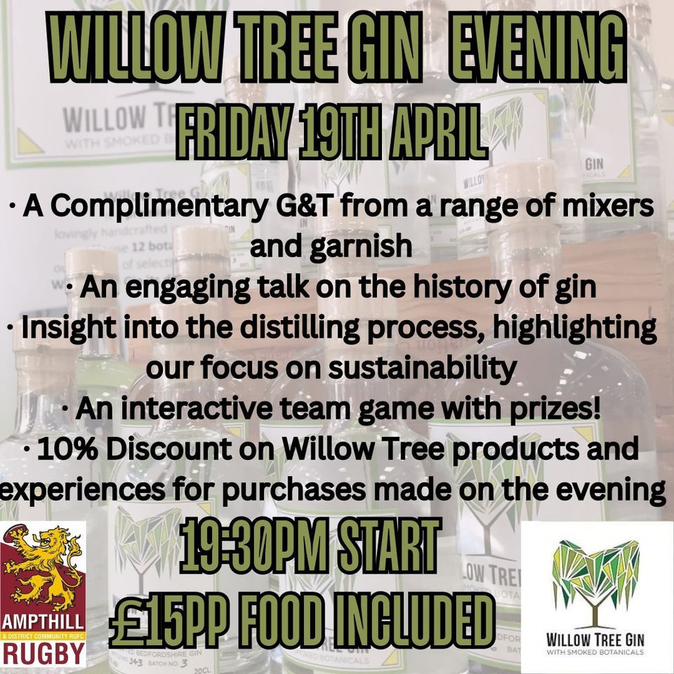 Willow Tree Gin Evening , Ampthill Rugby Club, Woburn, April 19 2024 ...