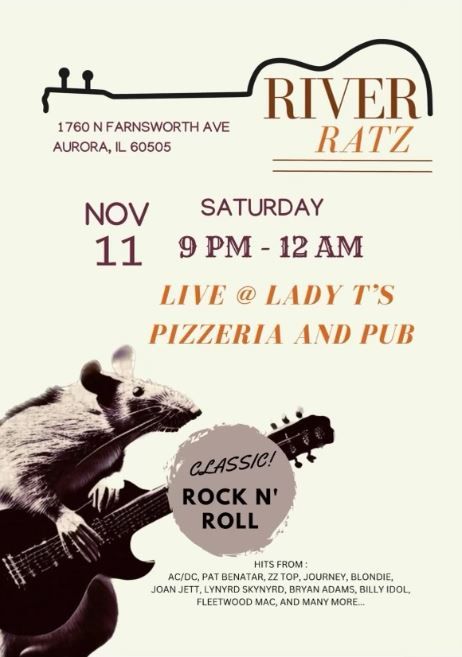 River Ratz, Lady T's Pizzeria & Pub, Aurora, November 11 2023 ...