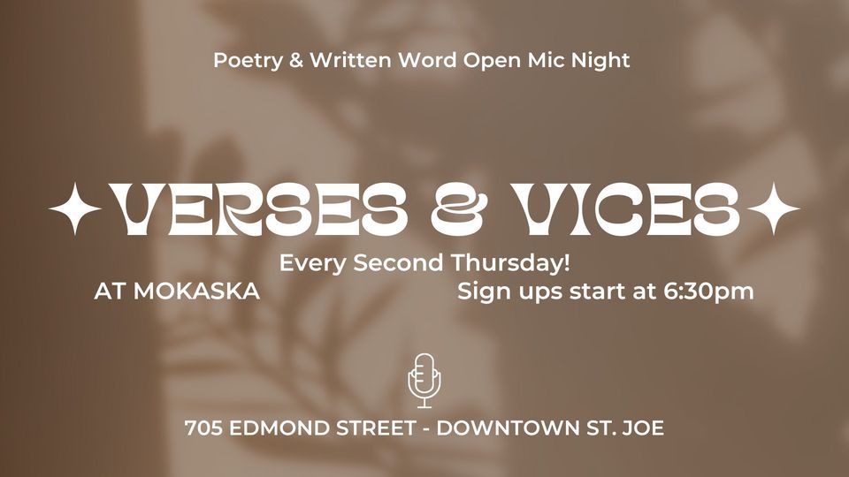 Verses & Vices - a Poetry/Written Word Open Mic!, Mokaska Coffee, Saint ...