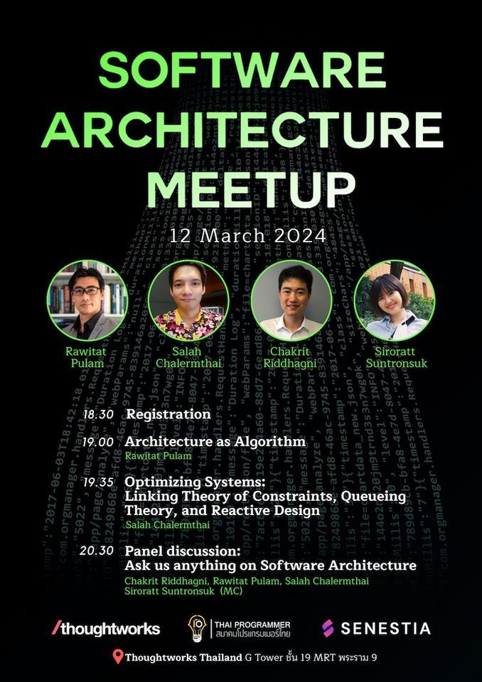 Software Architecture Meetup 2024 #1, Thoughtworks Thailand, Bangkok, 12 March 2024 | AllEvents.in