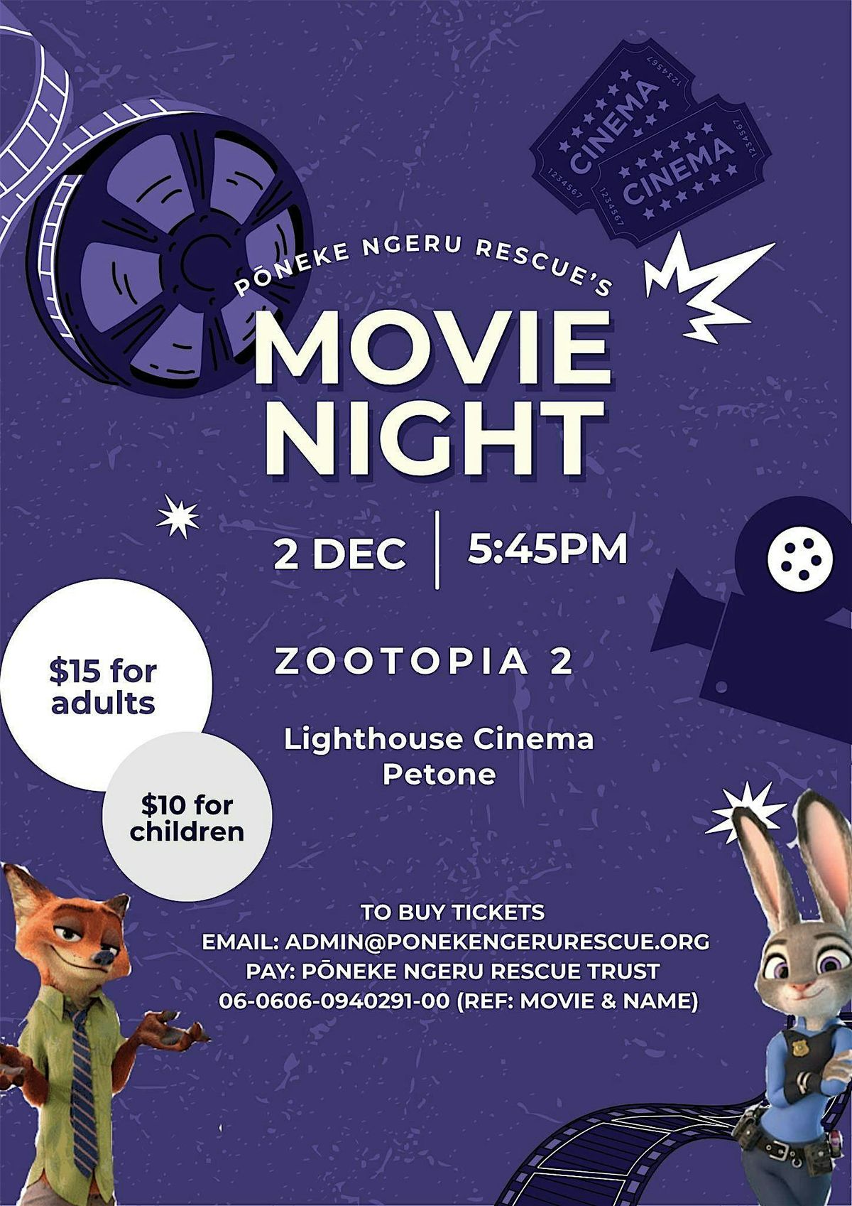 Movie night for a cause: Zootopia 2, Light House Cinema, Lower Hutt, 2 ...