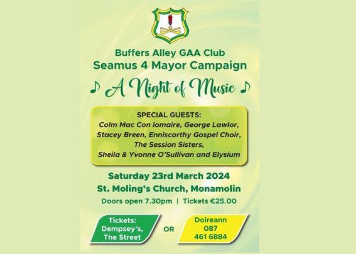 A Night of Music Hosted by Buffers Alley, St Moling's Church Monamolin ...