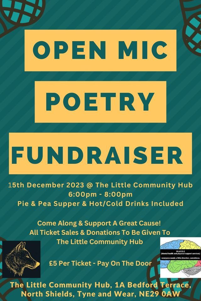 Open mic, poetry fundraiser/pie and pea supper!, North Shields, UK ...