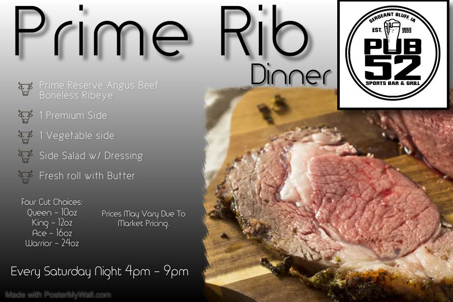 Prime Rib Saturday, Pub 52, Sergeant Bluff, 13 January 2024 | AllEvents