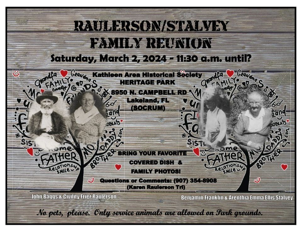 The Raulerson/Stalvey Family Reunion, Kathleen Area Historical Society ...