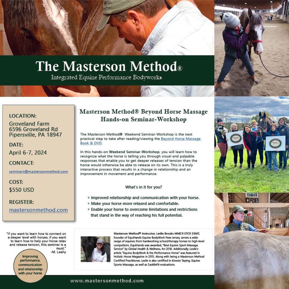 Masterson Method Beyond Horse Massage , Groveland Farms, Pipersville ...