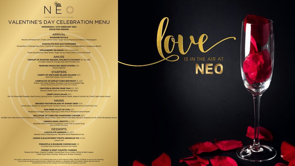 Valentines Day Celebration, NEO Restaurant, Bournemouth, 14 February ...