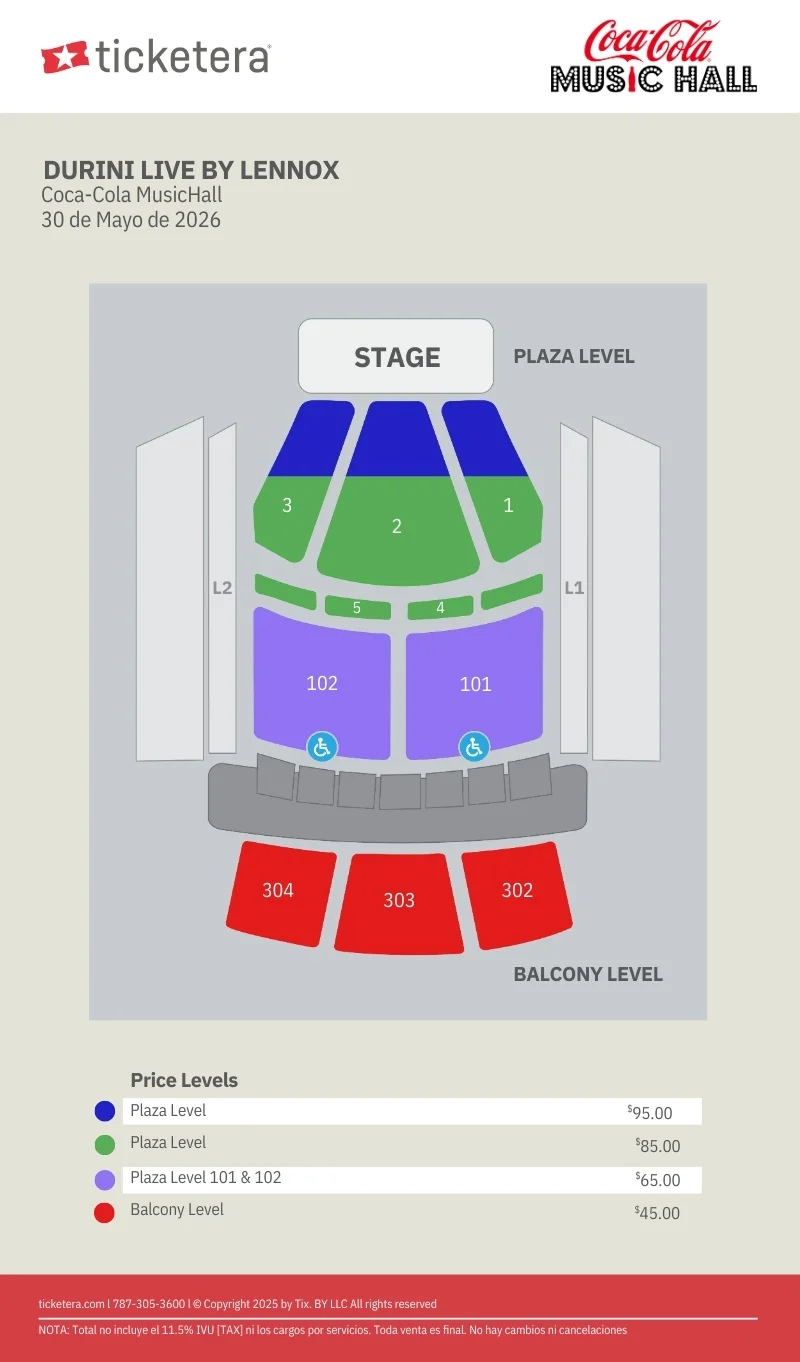 Durini Live By Lennox at Coca-Cola Music Hall of Puerto Rico, Coca-Cola ...