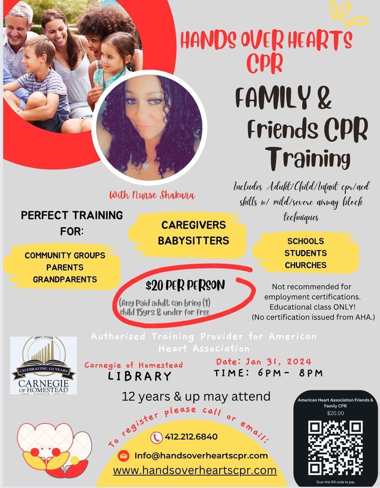 Family & Friends CPR Training Class, Carnegie Library of Homestead ...
