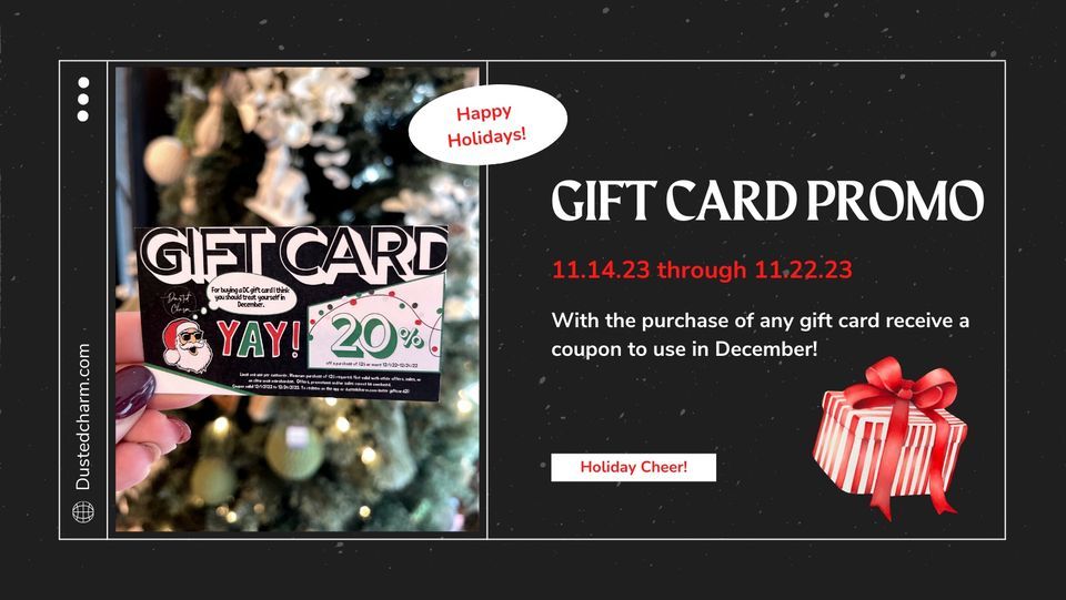 Annual Gift Card Promo: get a 20% off coupon!, Dusted Charm, November ...