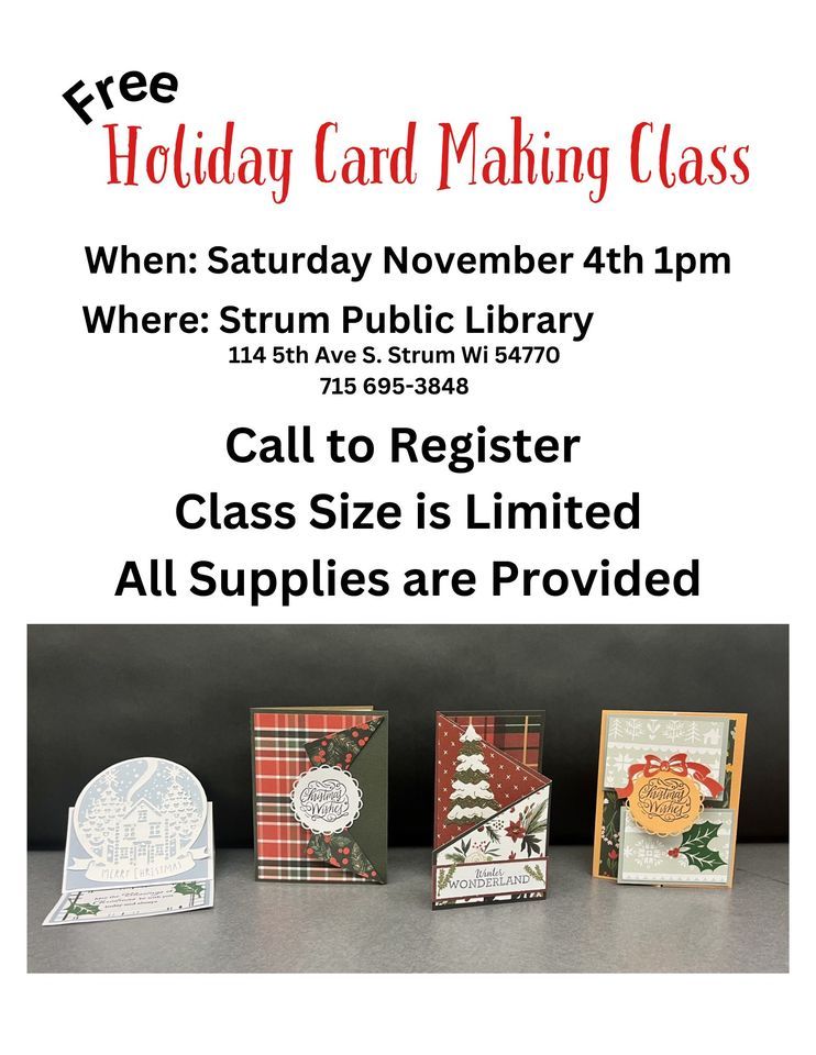Free Holiday Card Making Class. Registration required, Strum Public ...