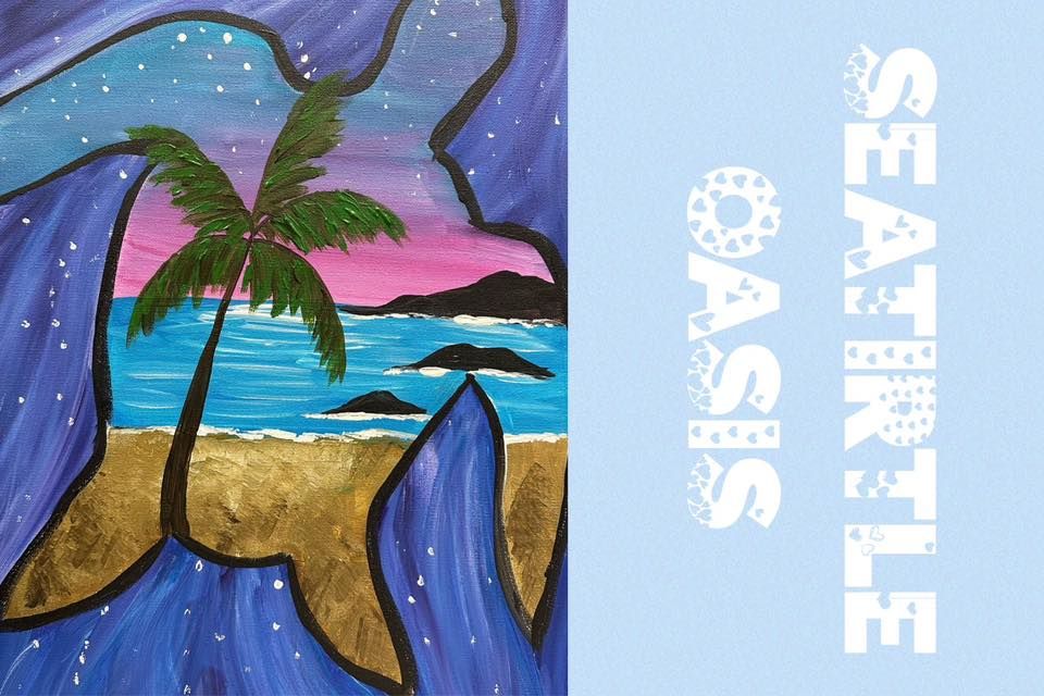 Seaturtle Oasis Acrylic Painting with Stephen Whitman, Stilettos Fine ...