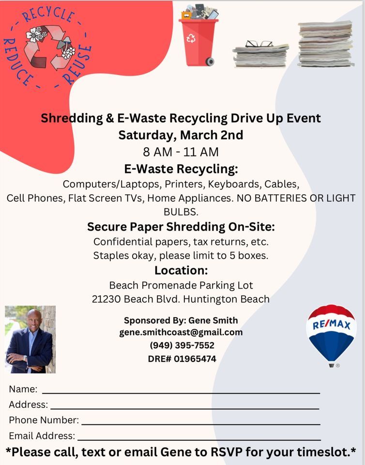 Shredding & E-Waste Recycling Drive Up Event, 21230 Beach Blvd ...