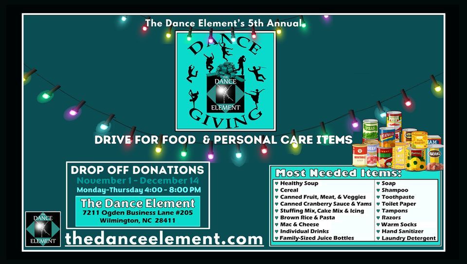 Dance Giving - 5th Annual Holiday Food Drive, The Dance Element ...