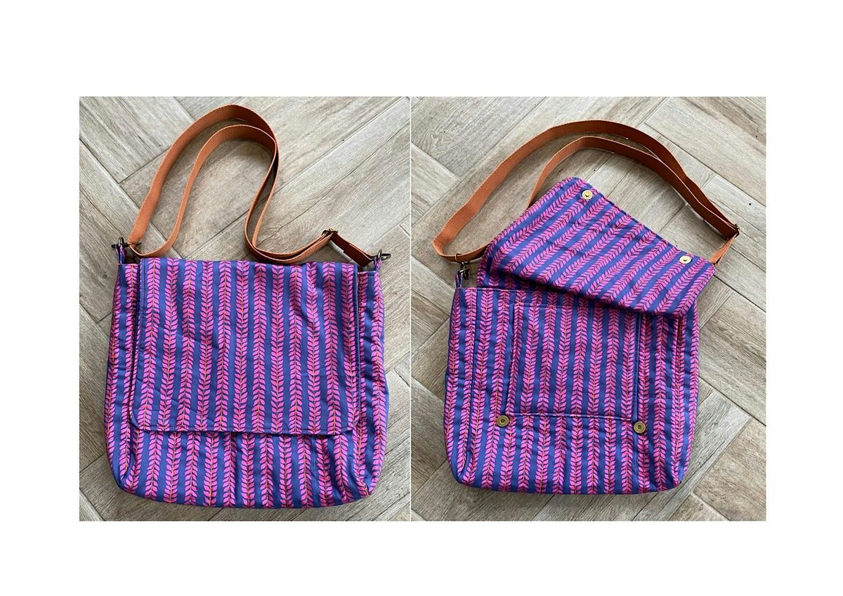 Minnie minimum waste Quilted Messenger Bag, Blue House Fabrics ...