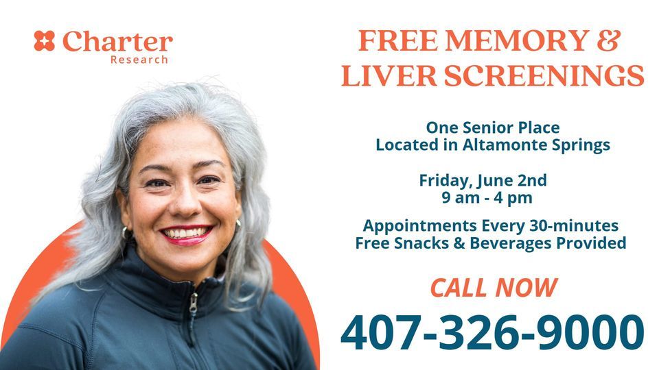 FREE Health Screenings - Memory & Liver, One Senior Place - Orlando, Florida, Altamonte Springs ...