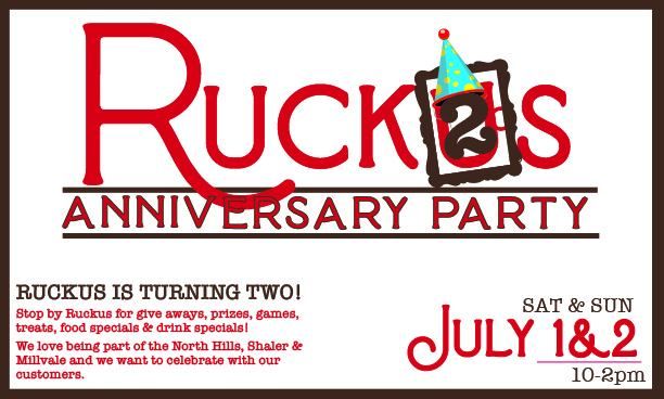 Ruckus Anniversary Party - Were Turning 2!, Ruckus Coffee Gallery ...