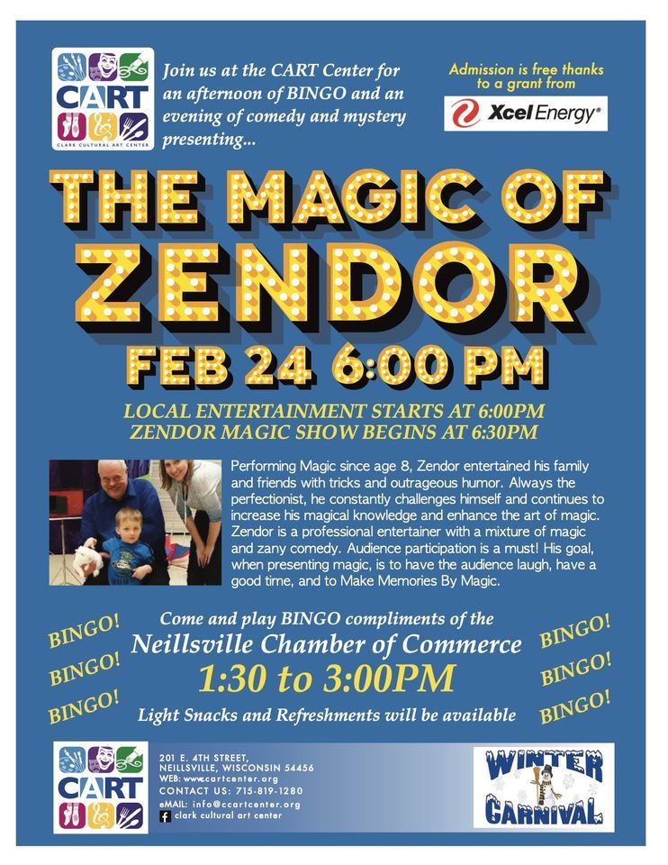 The Magic of ZENDOR, Clark Cultural ART Center, Neillsville, February ...