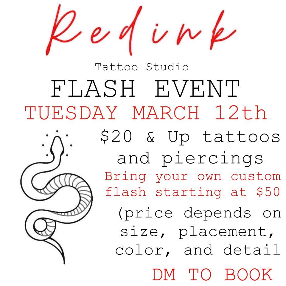 FLASH $20 TATTOOS & $20 & UP PIERCINGS MAR 12 & BRING YOUR OWN DESIGN ...