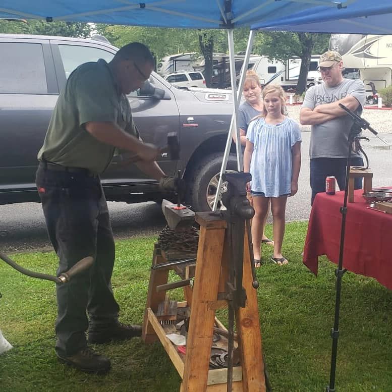 Blacksmithing Demonstrations by The Goats Forge!, Anvil Campground ...