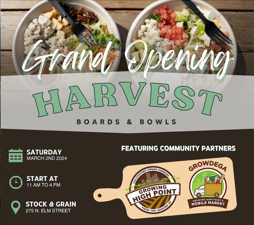 Grand Opening: Harvest Boards & Bowls, 275 Elm Street, High Point, NC ...
