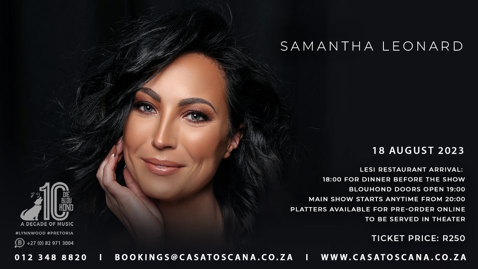 Samantha Leonard, Die Blou Hond, Pretoria, 18 August 2023 | AllEvents