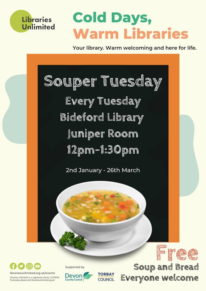 Souper Tuesday, Bideford Library, January 2 2024 | AllEvents.in